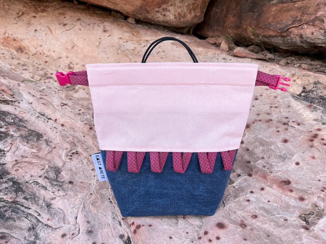 Bouldering Chalk Bucket, Upcycled Climbing Rope, Waxed Denim, Magnetic ...