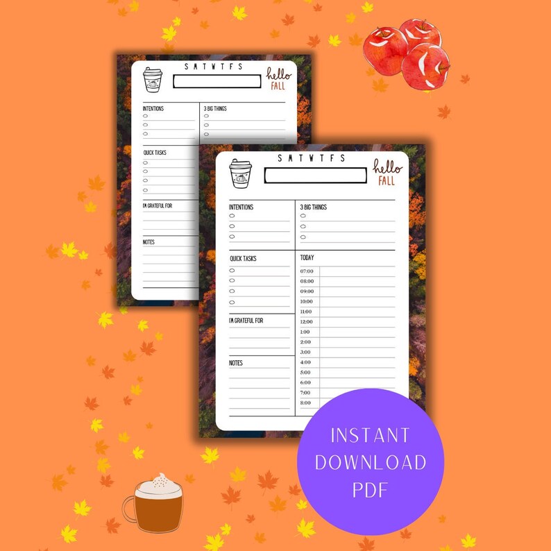 Fall Planner Printable Daily Agenda Customizable Day Planner, PDF ...