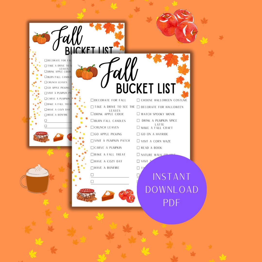 Fall Bucket List Printable - Etsy