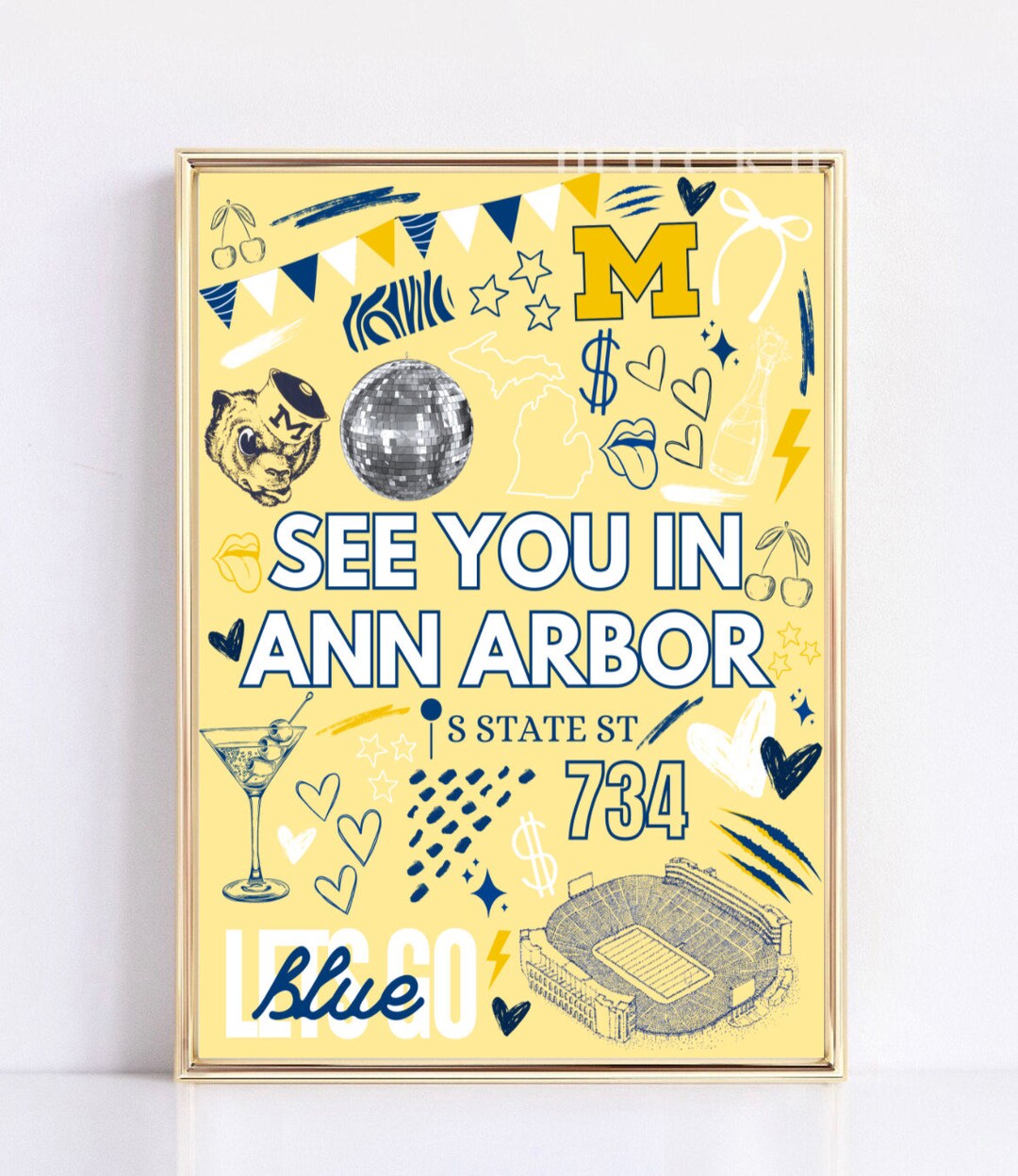 University of Michigan Print - Etsy