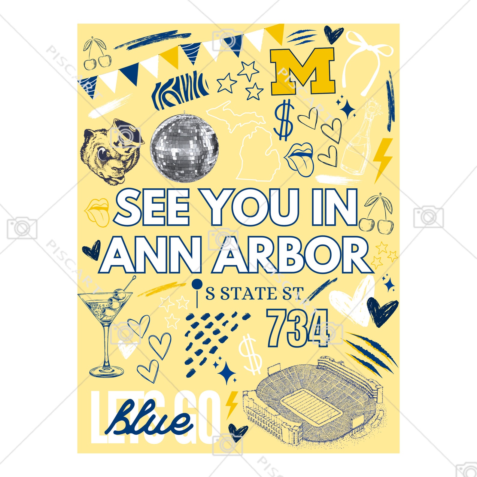 University of Michigan Print - Etsy