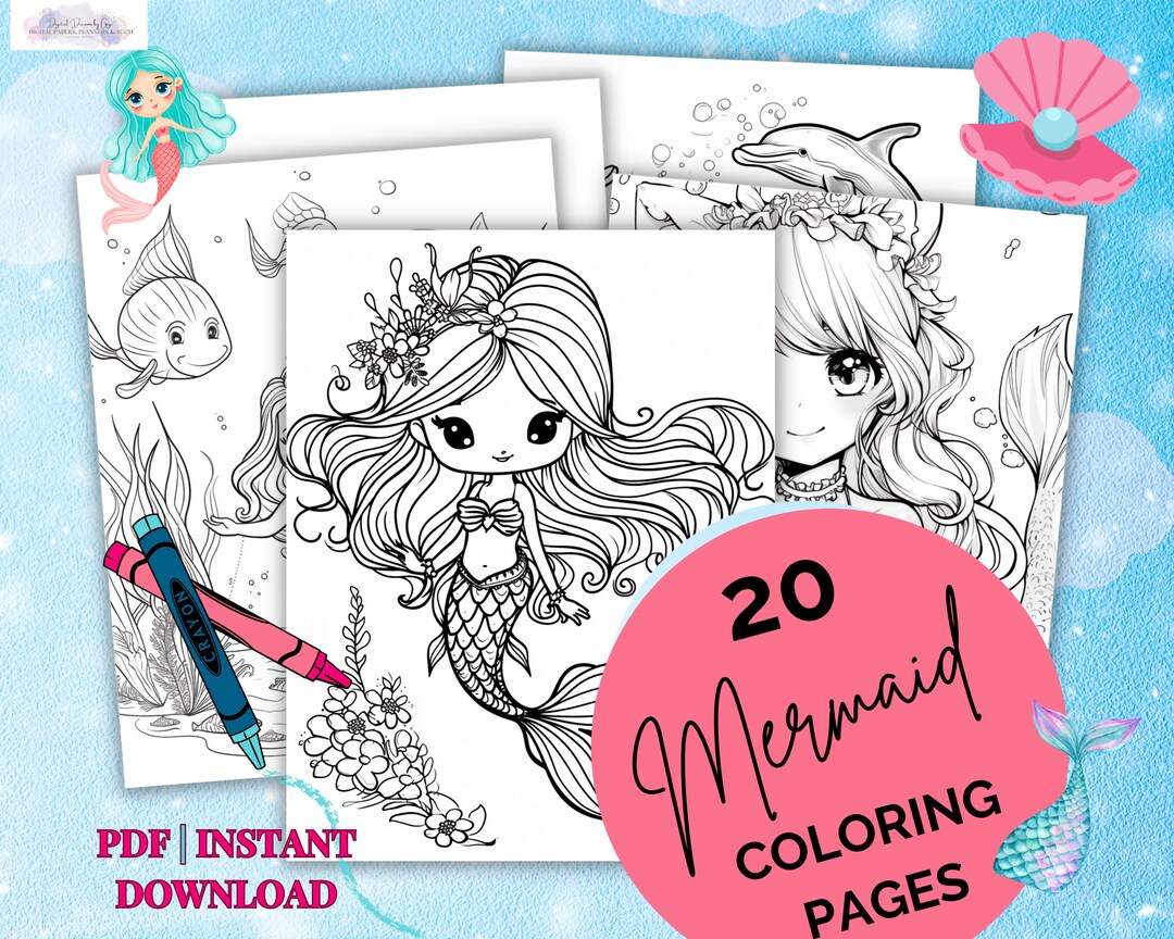 Mermaid Printable, Mermaid Pictures,coloring Pages Pdf, Kids Coloring ...