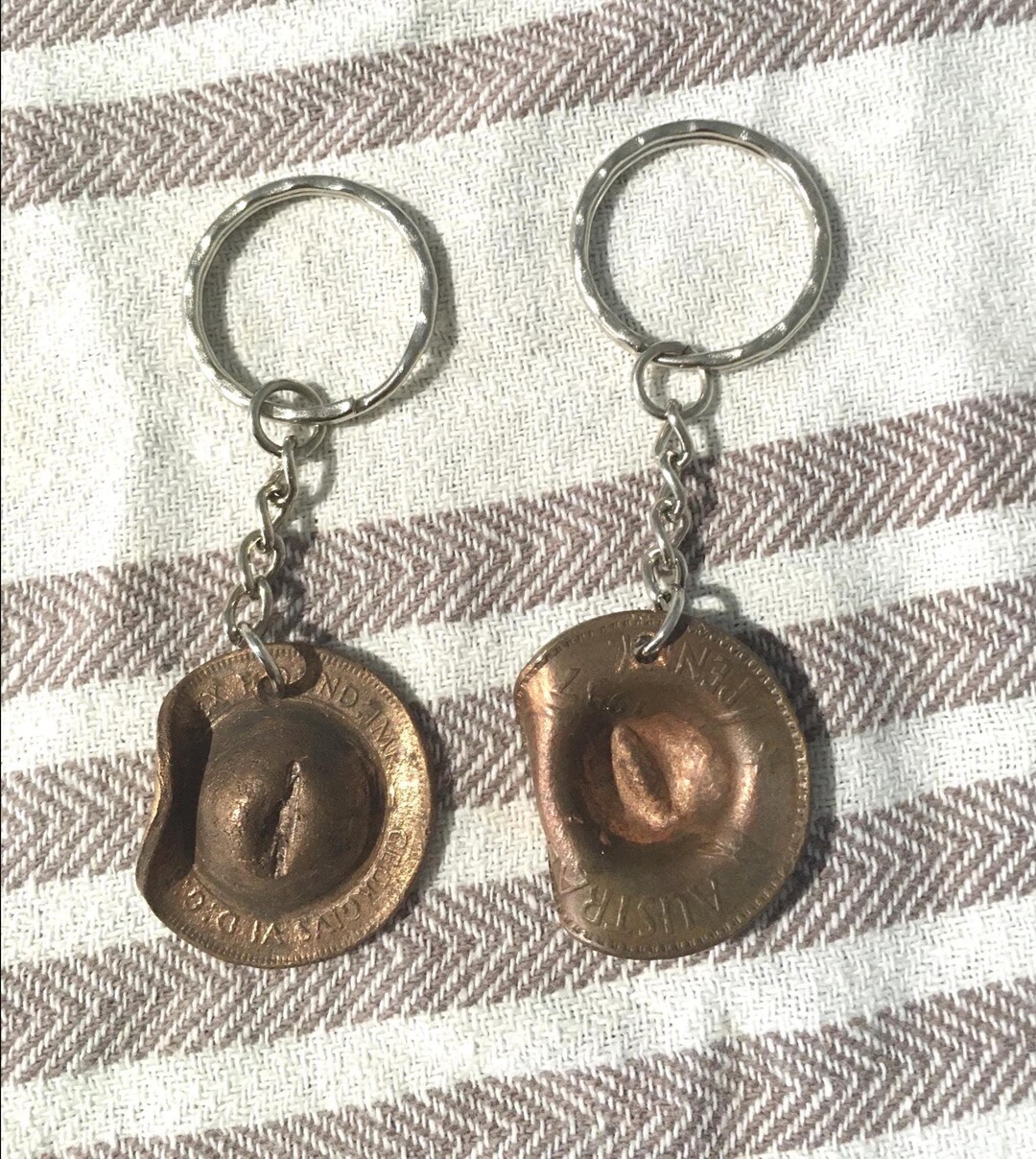 Australian Penny Anzac Slouch Hat Keyring 20mm Chain & 22 Mm Ring or 30 ...