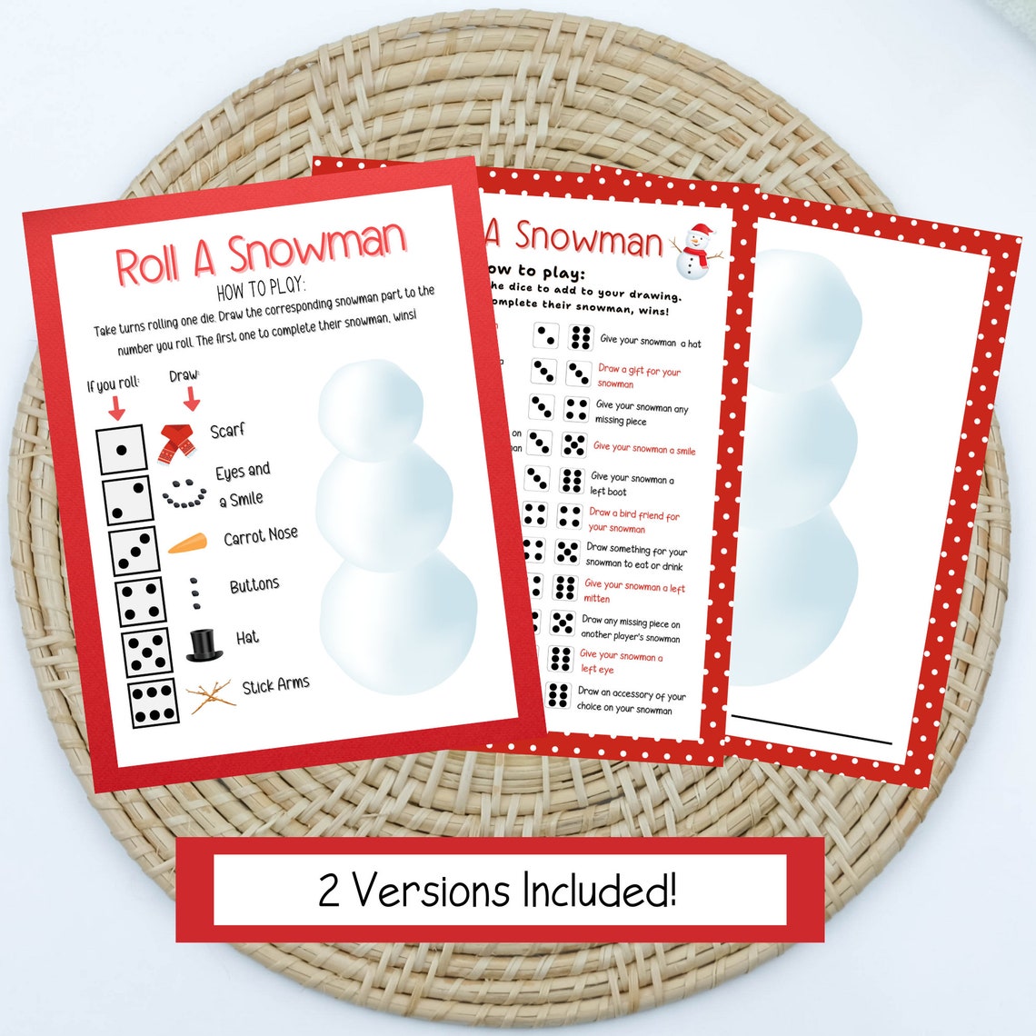 Roll a Snowman Game, Roll a Snowman Dice Game, Printable Christmas ...