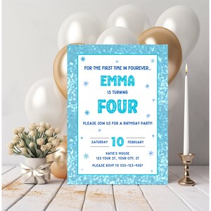 For the First Time in Forever Birthday Invitation, Four the First Time ...