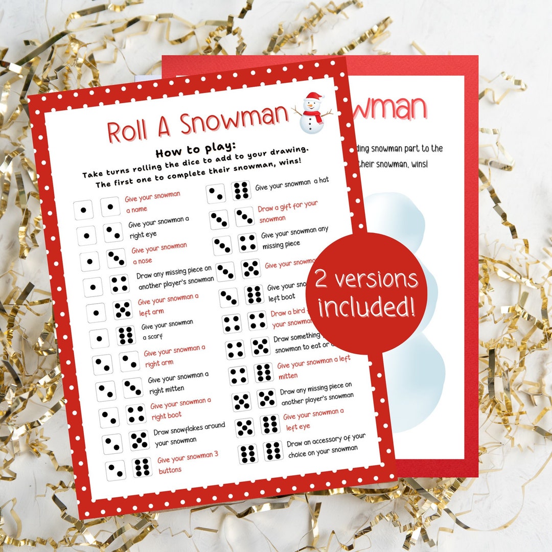 Roll a Snowman Game, Roll a Snowman Dice Game, Printable Christmas ...