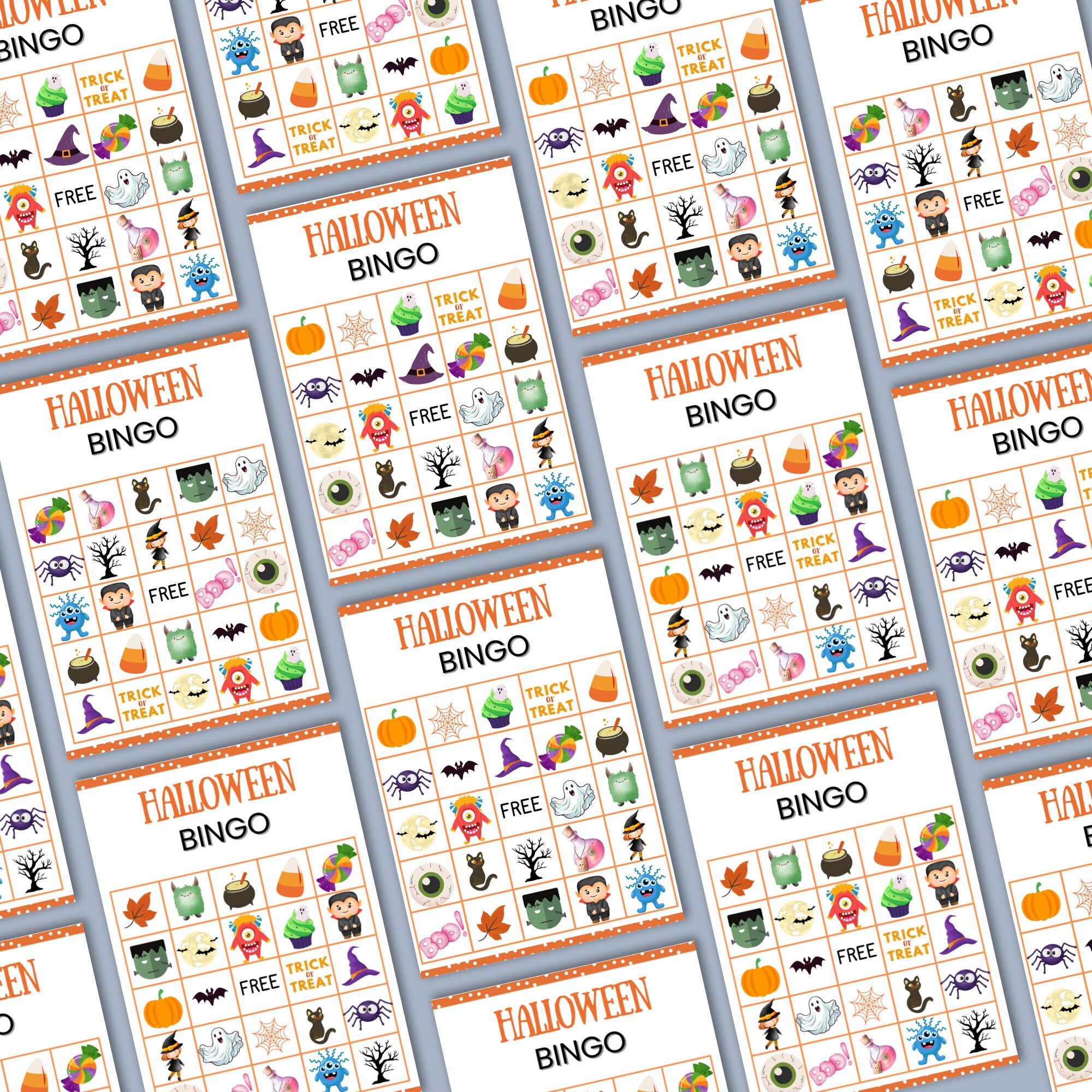 Halloween Bingo Cards for Kids, Halloween Bingo Cards 1000, 20 ...