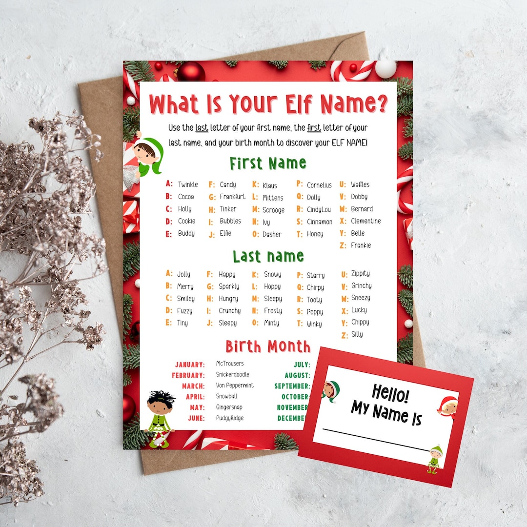 What’s Your Elf Name Game, Christmas Games for Kids and Adults, Elf ...