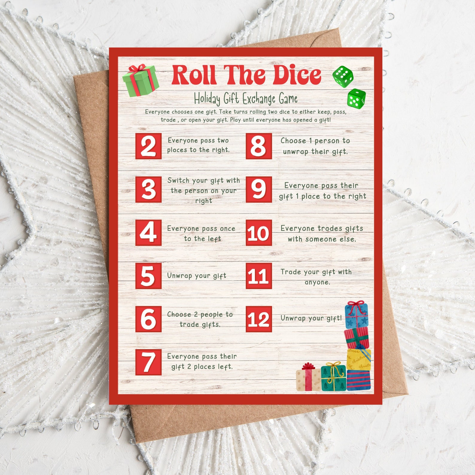 Roll the Dice Game, Holiday Gift Exchange Game, White Elephant ...