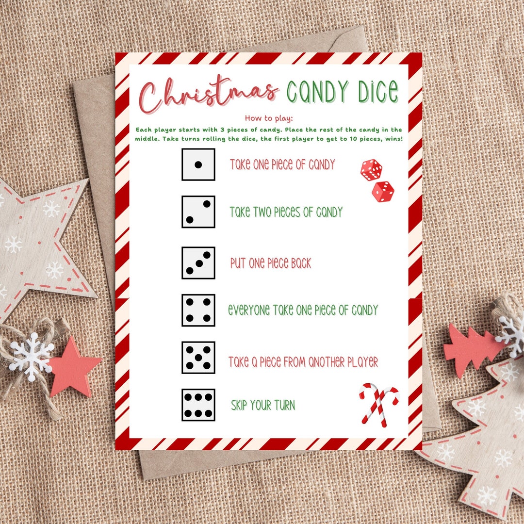 Christmas Candy Dice Game: Holiday Party Printable (digital Download ...