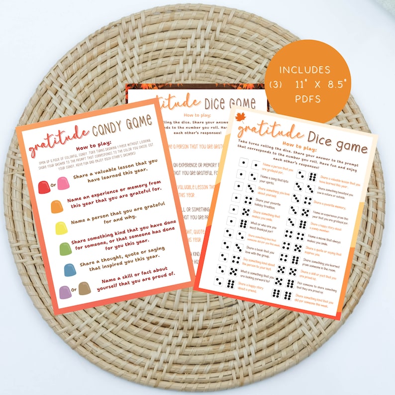 Thanksgiving Gratitude Dice Game Bundle: Fall Party Activity (PDF) - Etsy