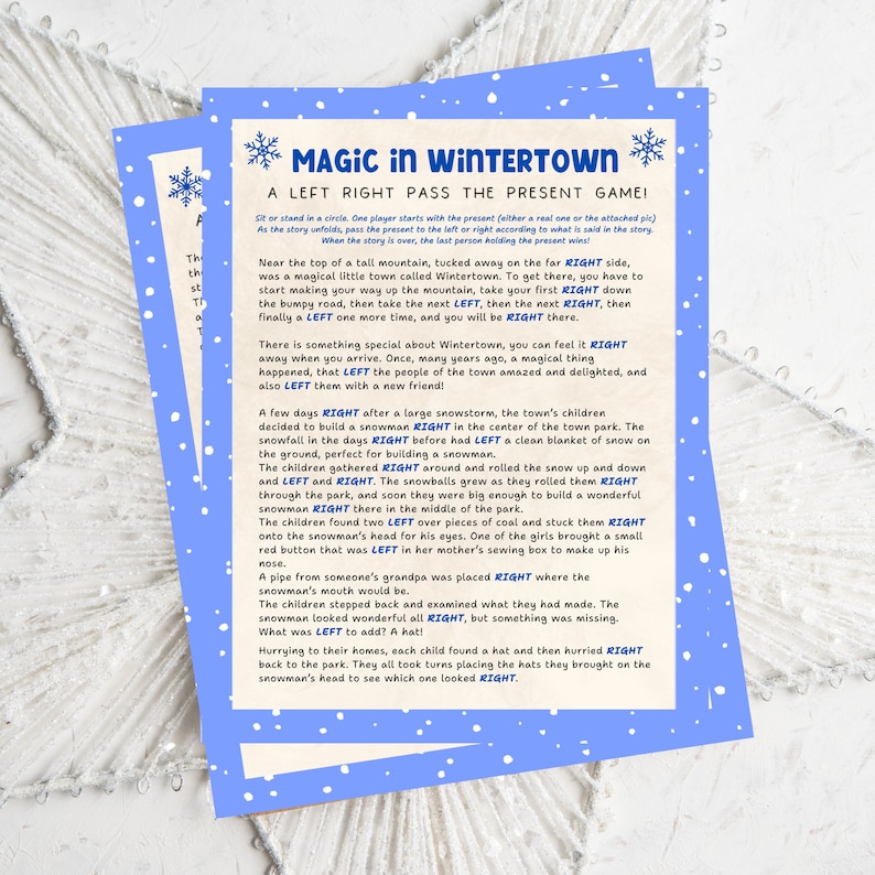 Winter Left Right Game: Funny Gift Exchange (printable) - Etsy