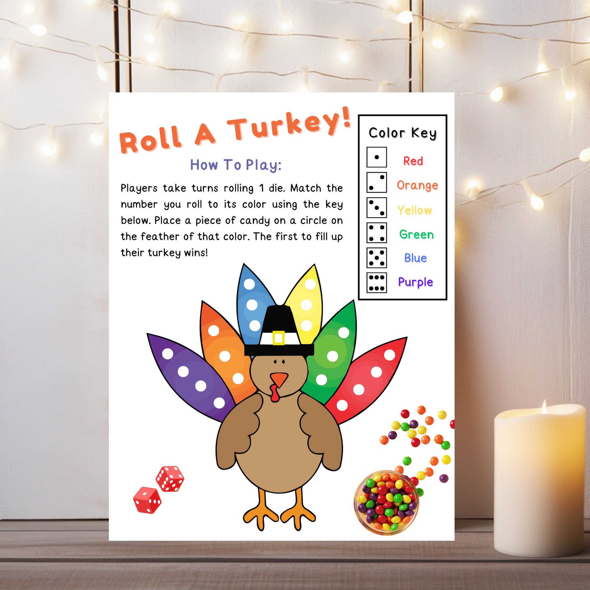 Roll A Turkey Dice Game: Thanksgiving Party Printable (PDF) - Etsy