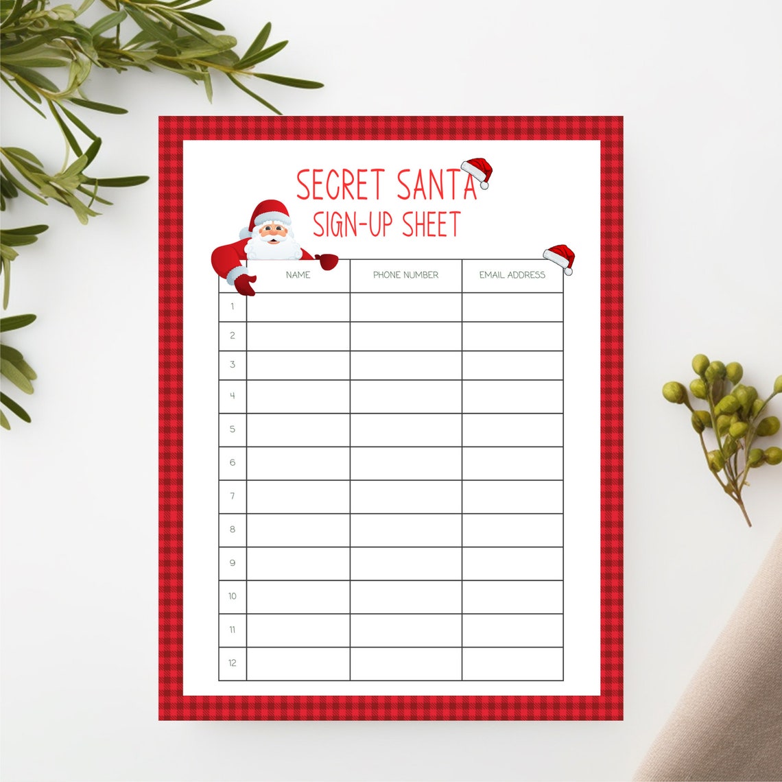 Secret Santa Questionnaire, Sign up Sheet and Assignment Tags, Secret ...