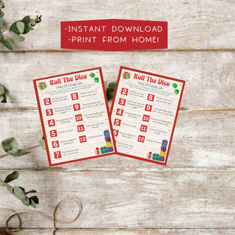 Roll the Dice Game, Holiday Gift Exchange Game, White Elephant ...
