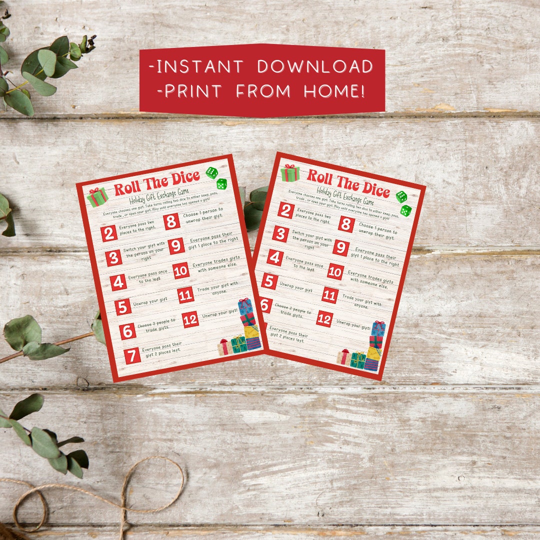 Roll the Dice Game, Holiday Gift Exchange Game, White Elephant ...