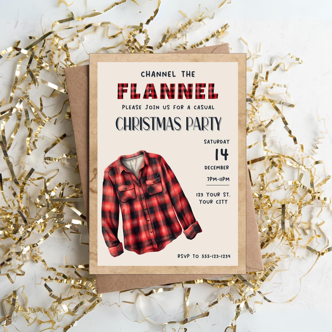Flannel Christmas Party Invitation: Cozy Holiday Gathering (digital ...
