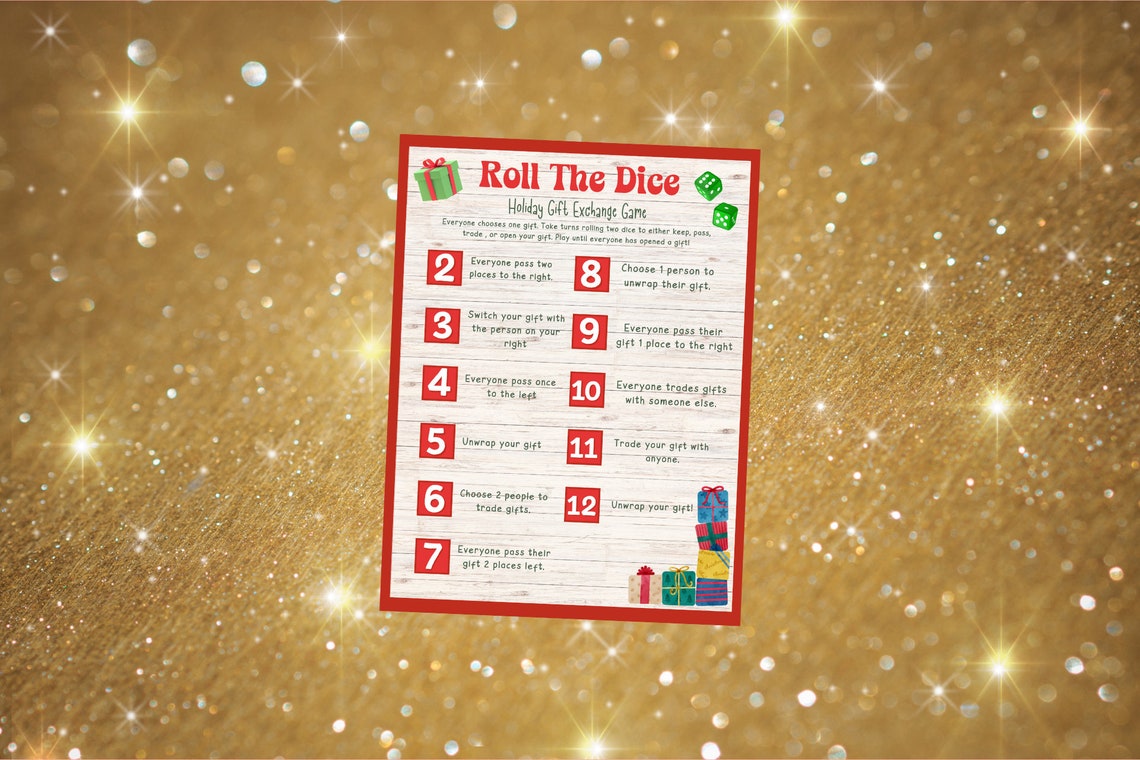 Roll the Dice Game, Holiday Gift Exchange Game, White Elephant ...