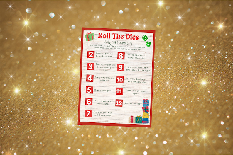 Roll the Dice Game, Holiday Gift Exchange Game, White Elephant ...