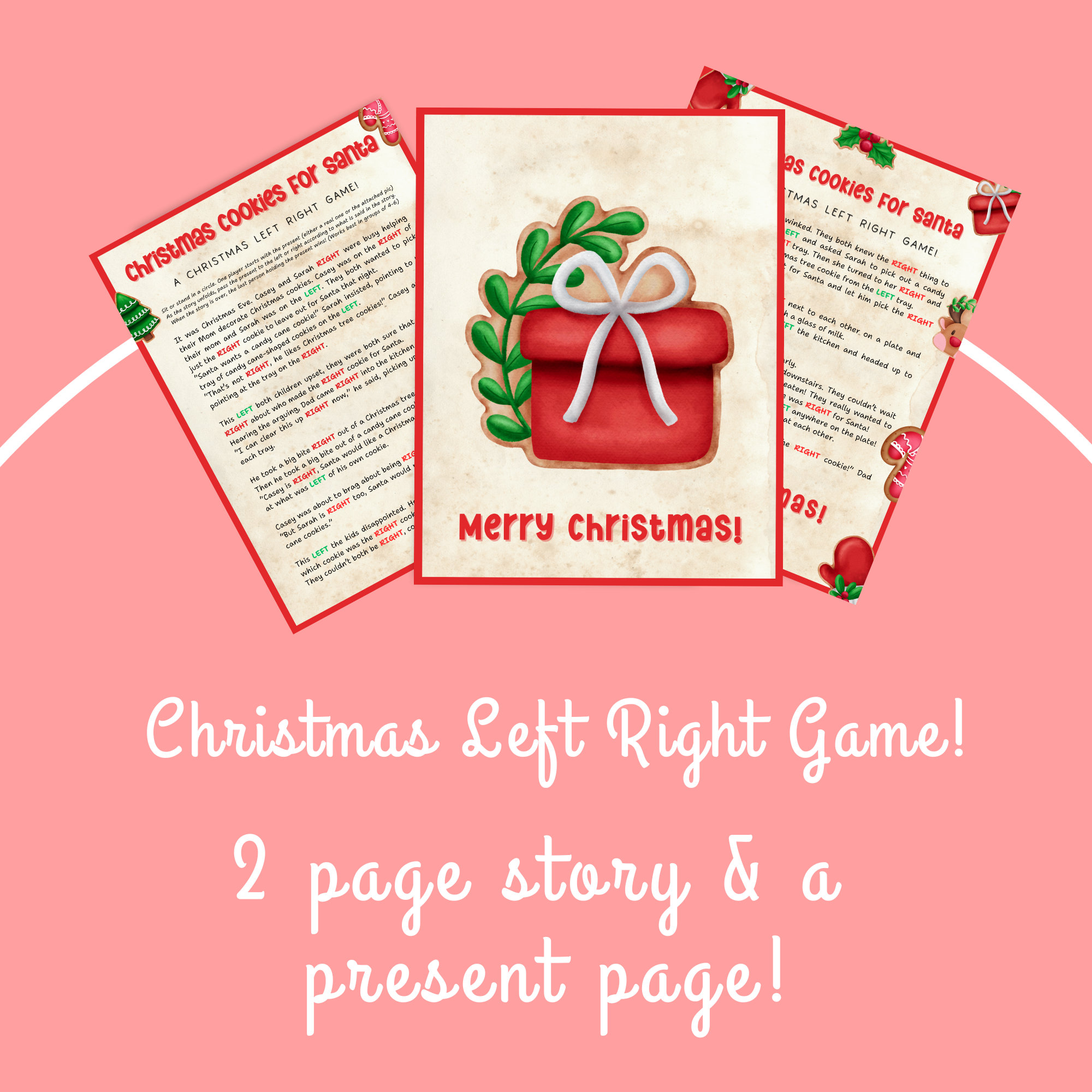 Christmas Left Right Game, Right Left Christmas Game Funny, Holiday ...