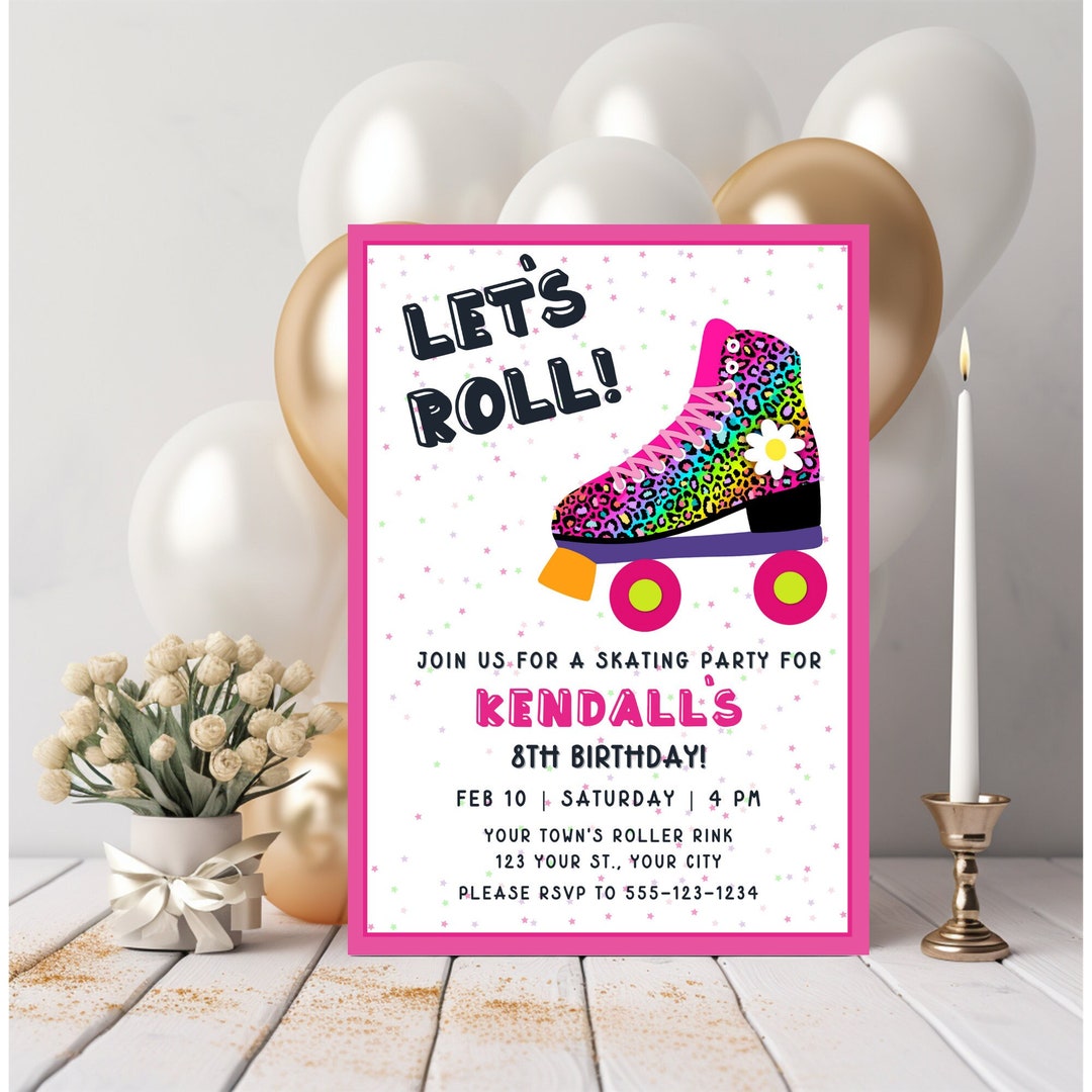 Roller Skating Party Invitation Girls, Roller Skating Party Invitation ...