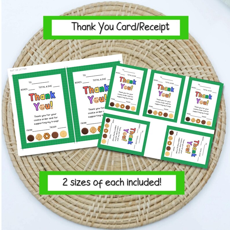 Girl Scout Cookie Thank You Cards: 2024 Receipt (PDF) - Etsy