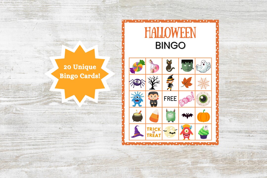 Halloween Bingo Cards for Kids, Halloween Bingo Cards 1000, 20 ...