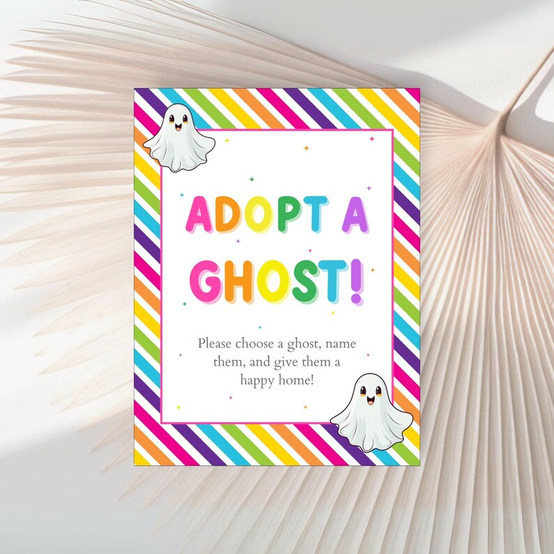 Adopt a Ghost Printable Set: Halloween Party Favor (digital Download ...