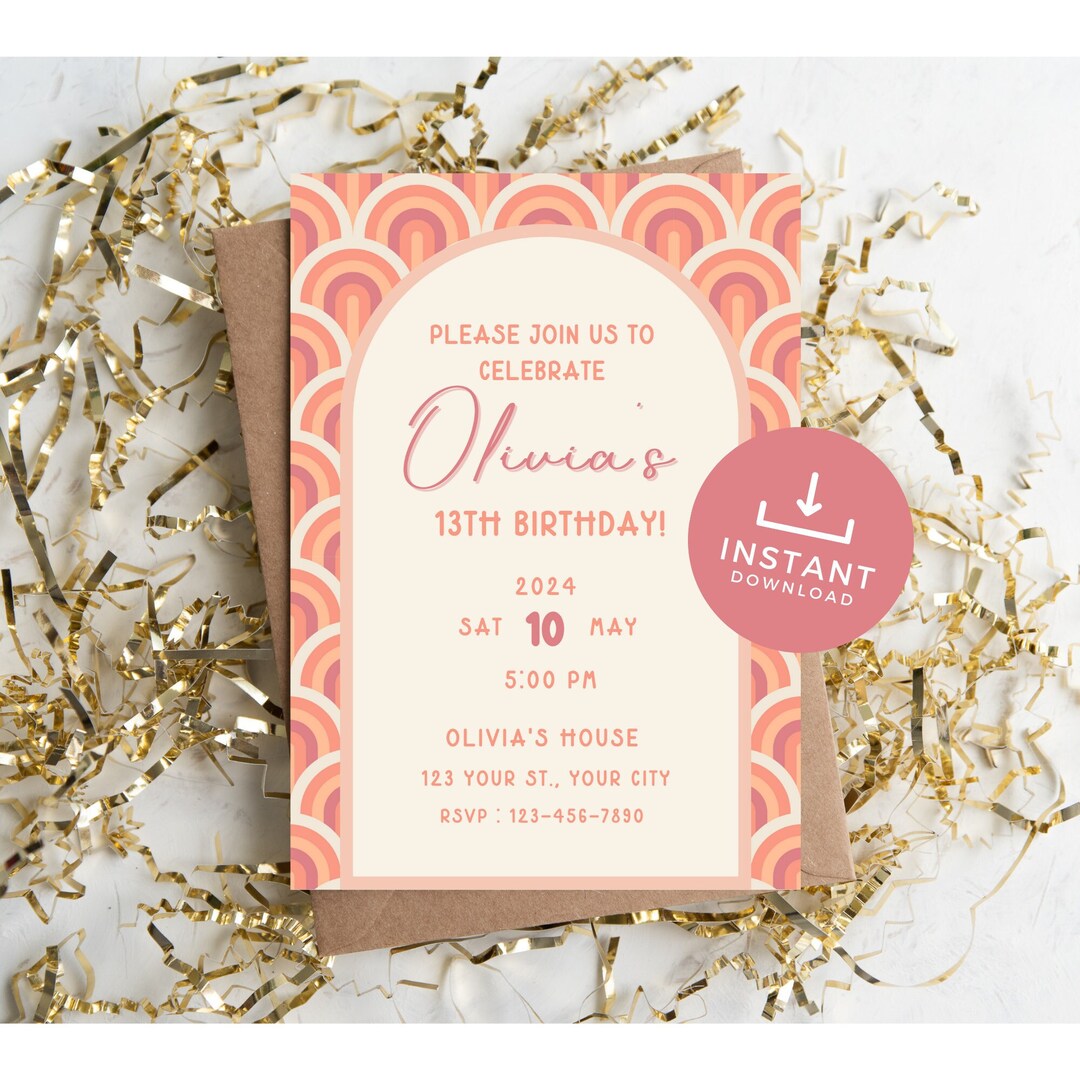 Peach Fuzz Invitation, Color of the Year Invite, Girls, Teen, Tween or ...