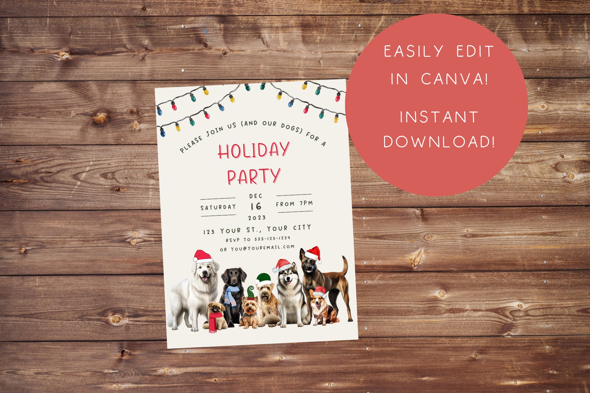 Dog Holiday Party Invitation, Puppy Christmas Party Invite, Funny Pet ...