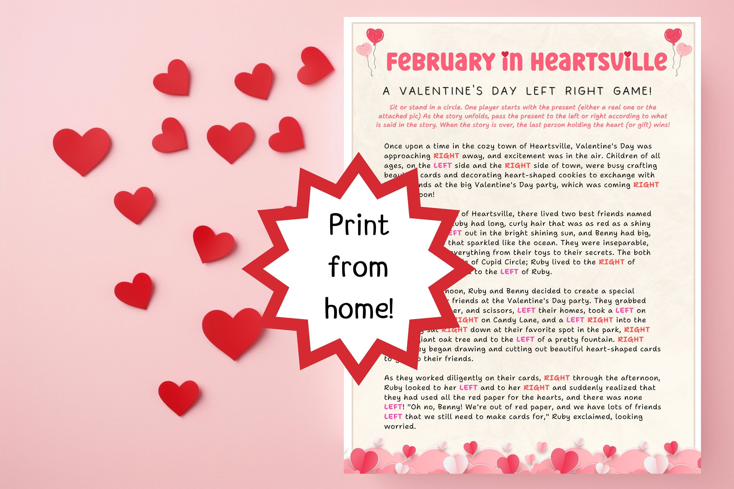 Left Right Game for Valentines Day, Valentine Games for Senior, Fun ...