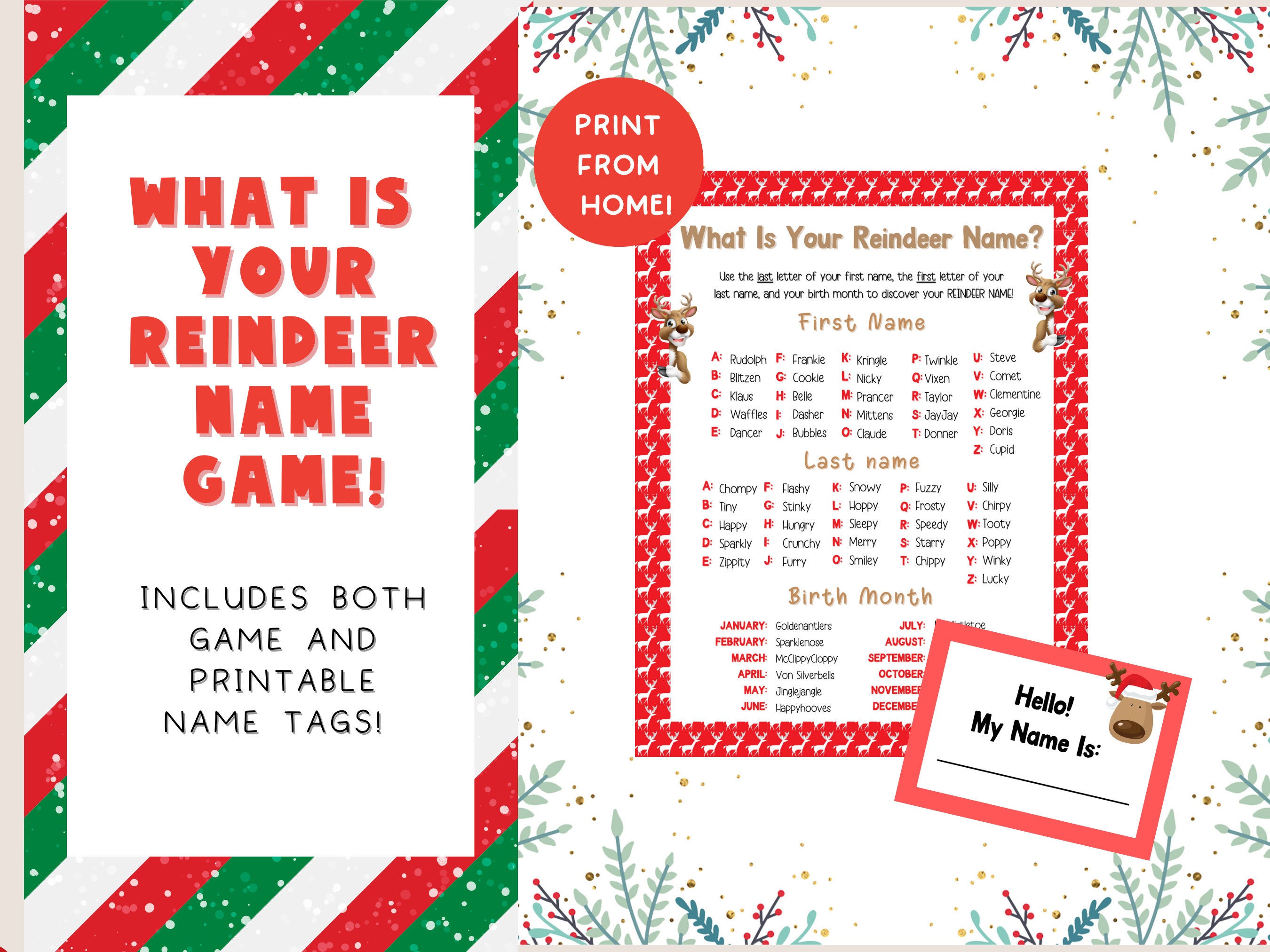 Whats Your Reindeer Name Game, Office Party Games Reindeer Names, Whats ...