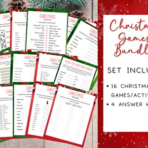 Christmas Bundle Games, 16 Printable Christmas Party Games, Childrens ...