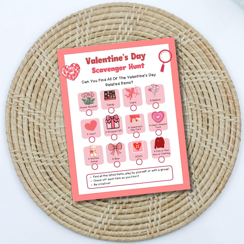 Valentines Scavenger Hunt, Valentine’s Day Printable Games, Kids Party ...