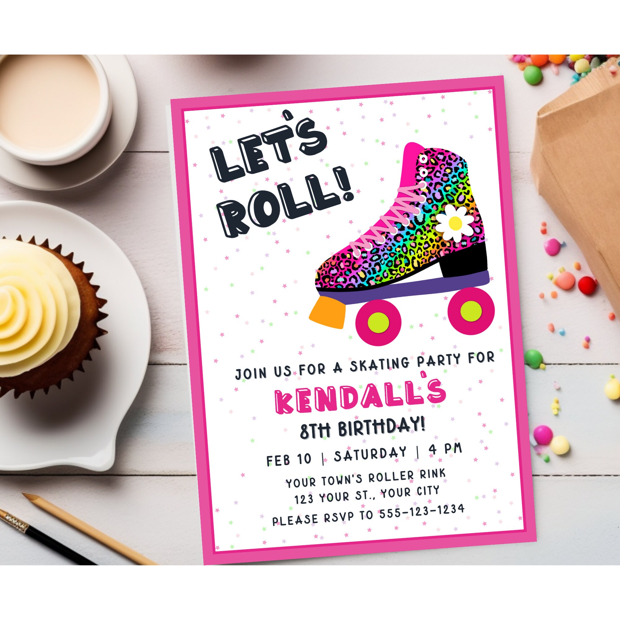 Roller Skating Party Invitation Girls, Roller Skating Party Invitation ...