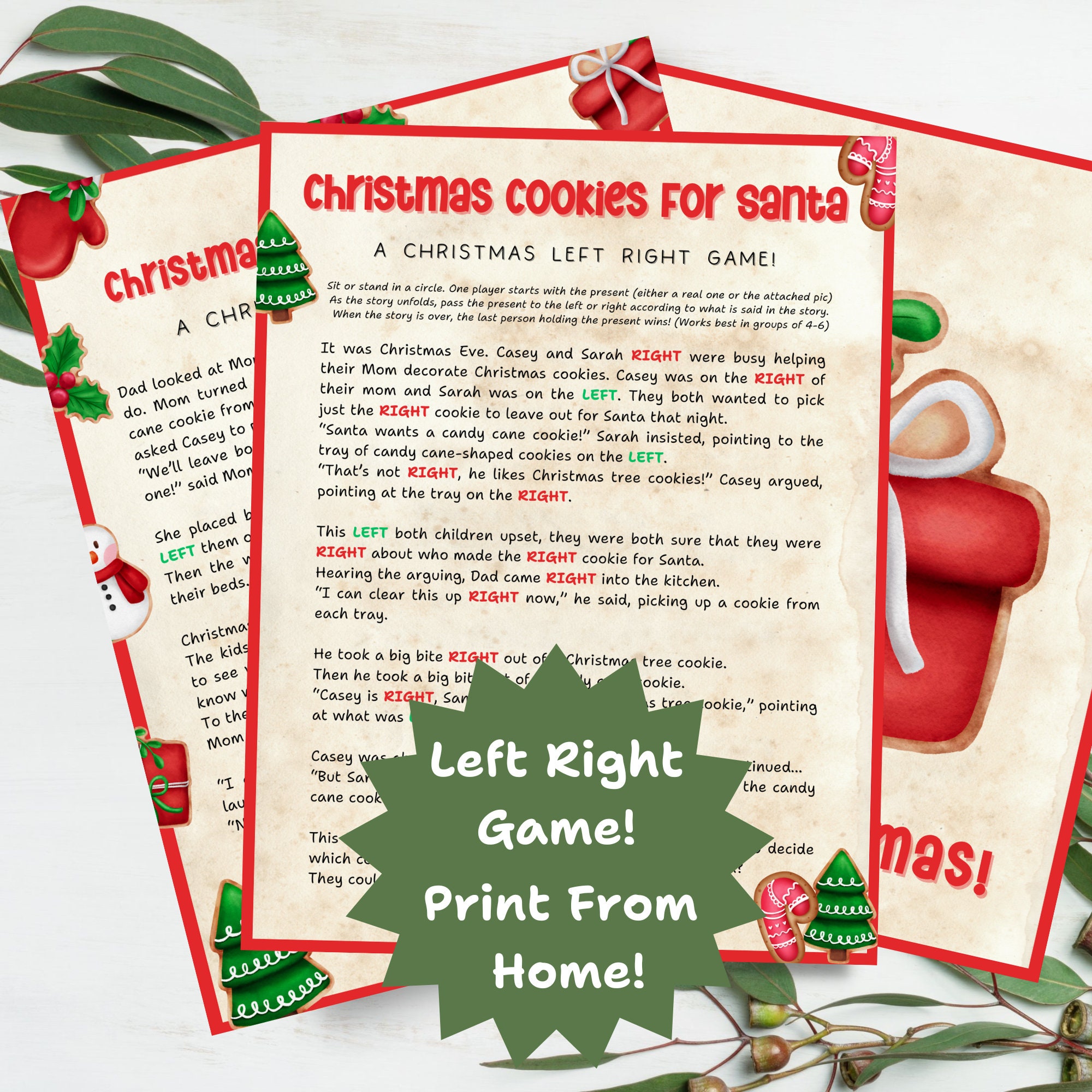 Christmas Left Right Game, Right Left Christmas Game Funny, Holiday ...