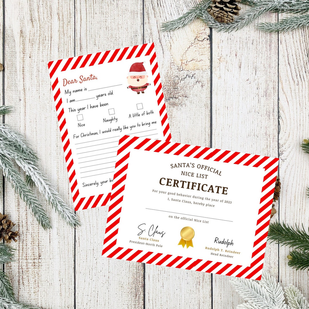 Santa Nice List Letter, Kids Nice List Certificate, Instant Download ...