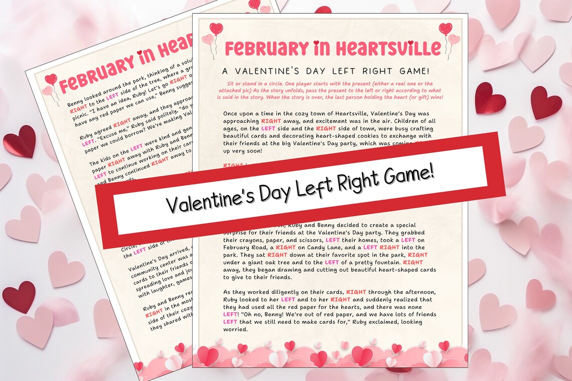 Valentine's Day Left Right Game: Fun Party Printable (PDF) - Etsy