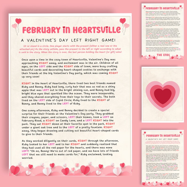 Left Right Game for Valentines Day, Valentine Games for Senior, Fun ...