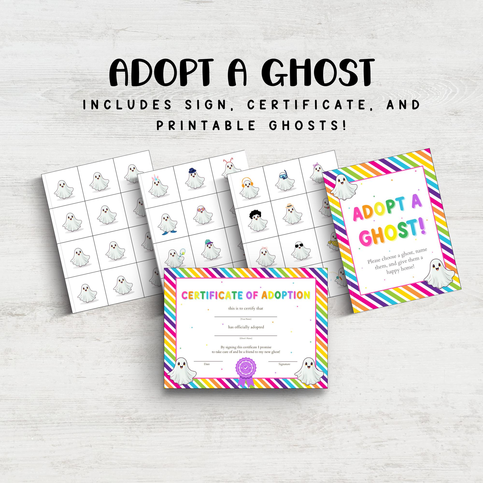 Adopt a Ghost Printable Set: Halloween Party Favor (digital Download ...
