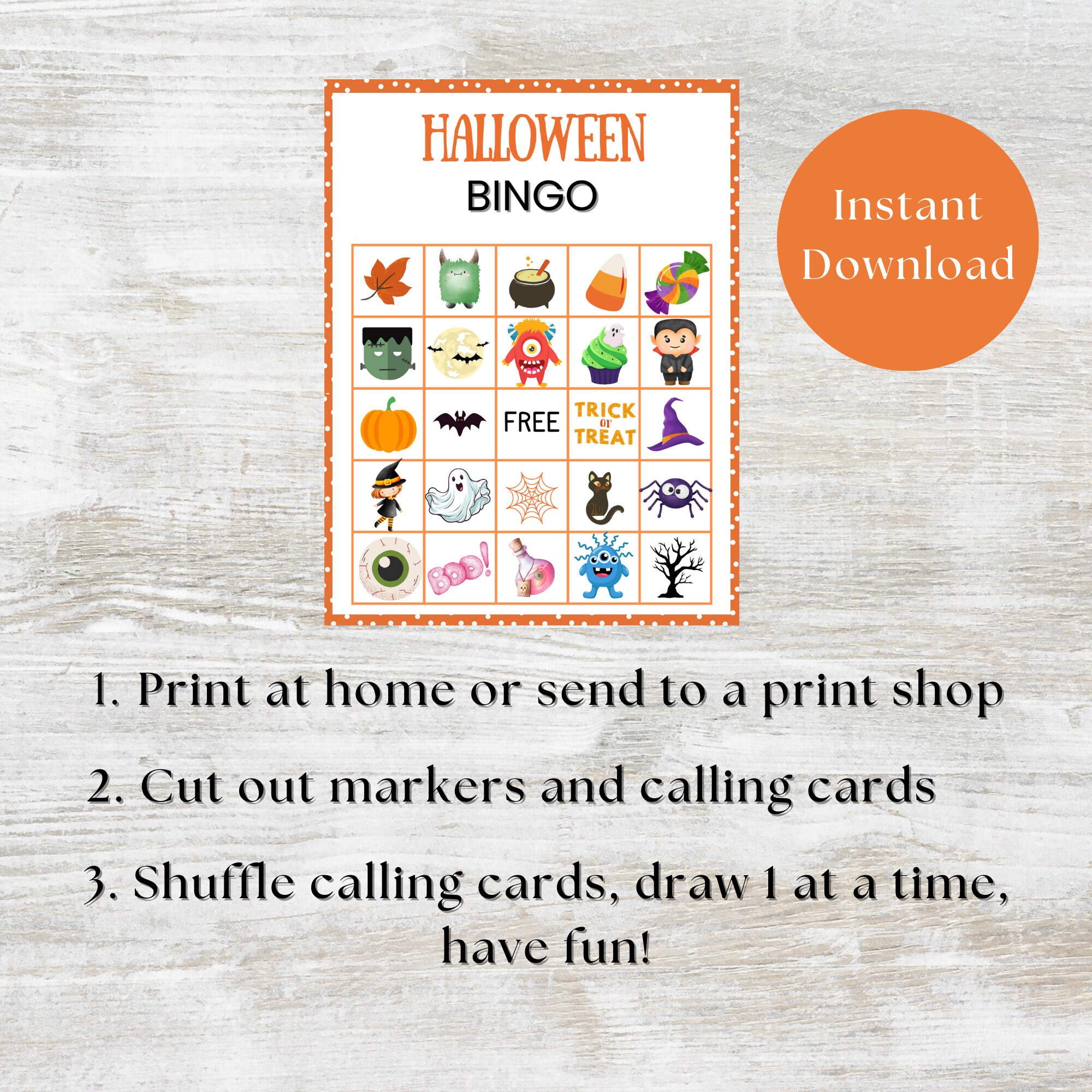 Halloween Bingo Cards for Kids, Halloween Bingo Cards 1000, 20 ...