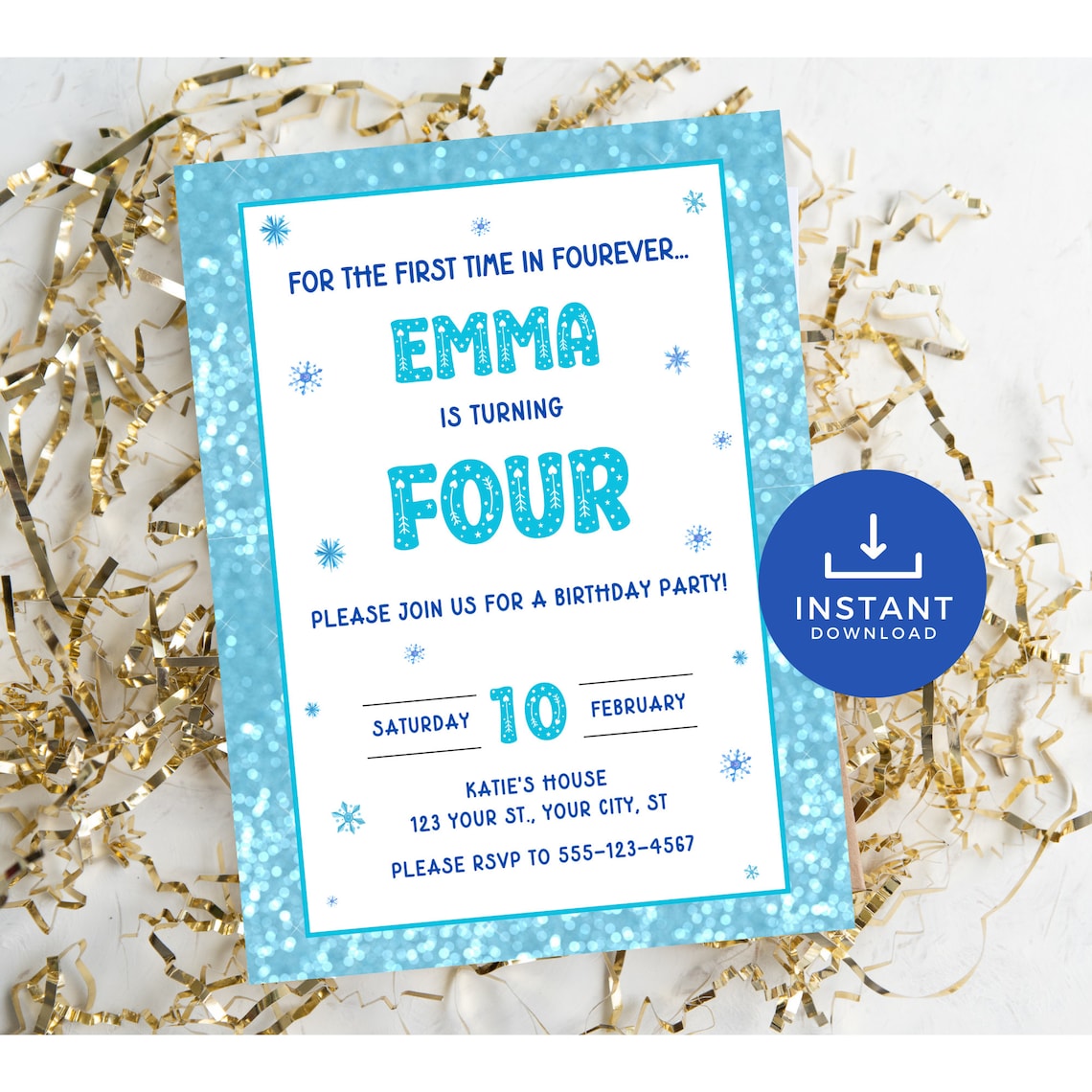 For the First Time in Forever Birthday Invitation, Four the First Time ...