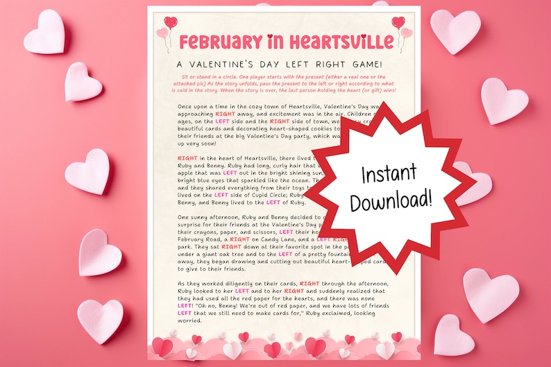 Left Right Game for Valentines Day, Valentine Games for Senior, Fun ...