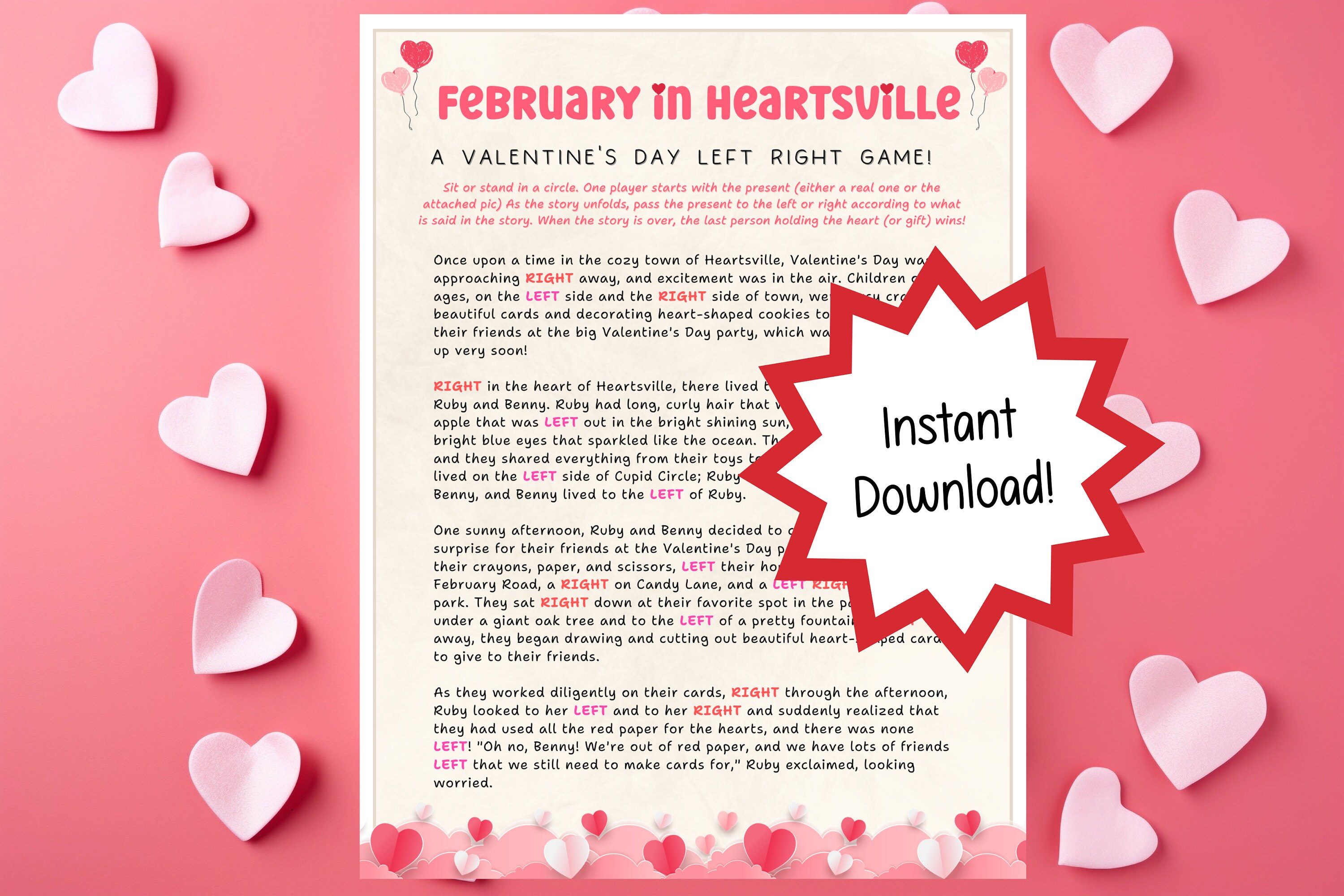 Left Right Game for Valentines Day, Valentine Games for Senior, Fun ...