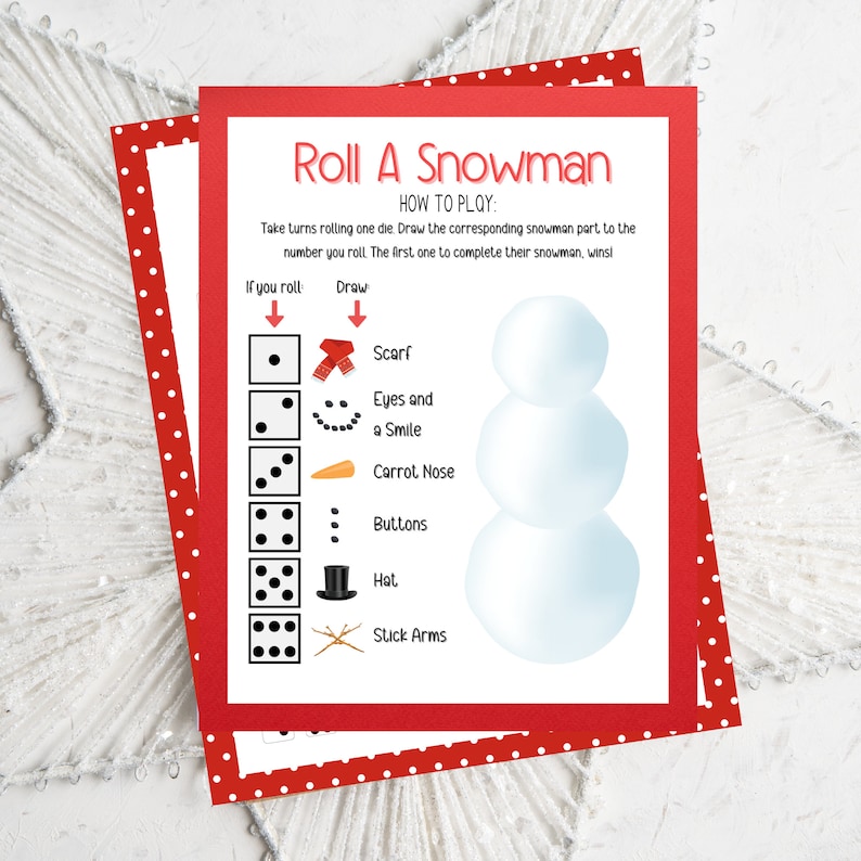 Roll a Snowman Game, Roll a Snowman Dice Game, Printable Christmas ...