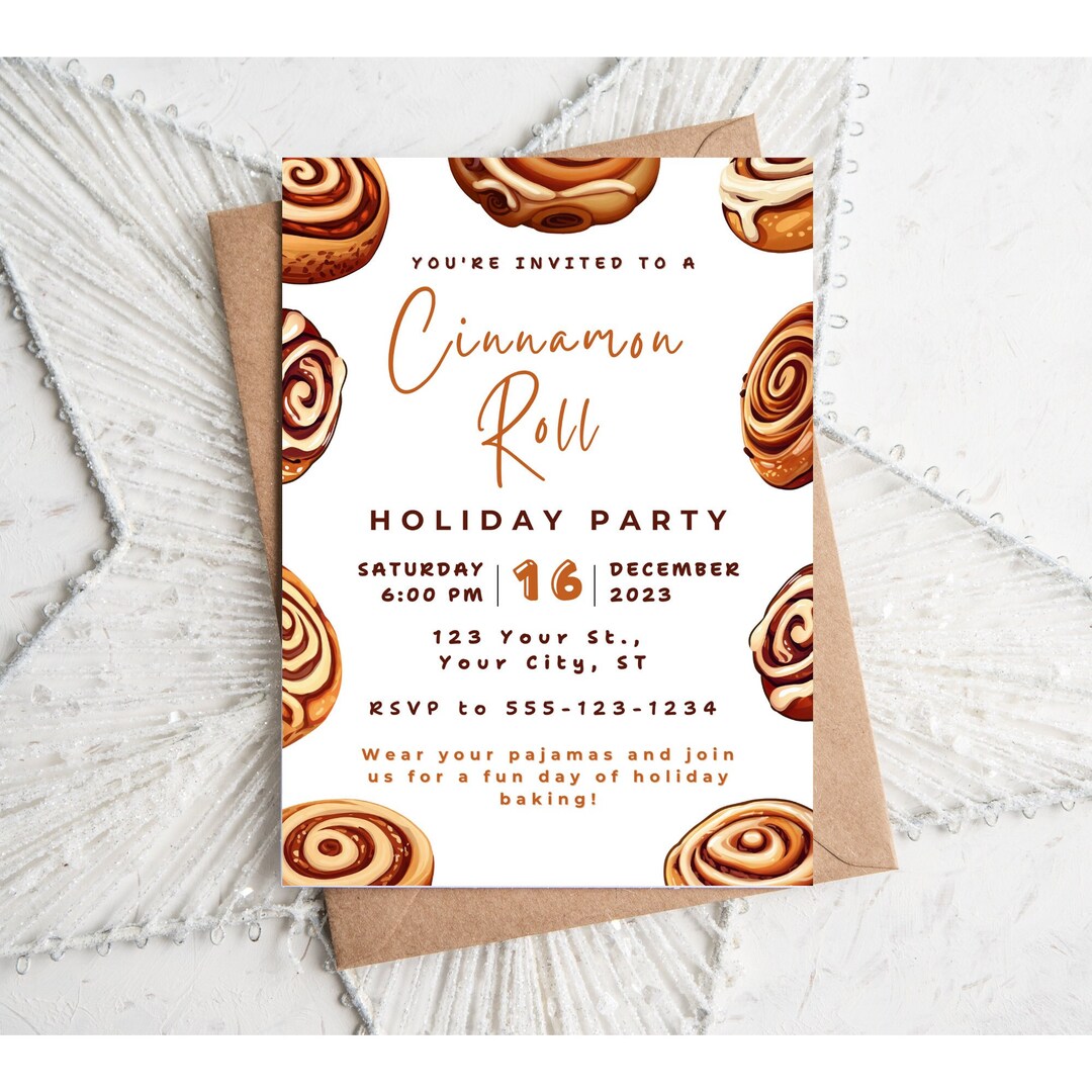 Cinnamon Roll Party Invite, Cinnamon Roll Invitation, Cinnamon Holiday ...