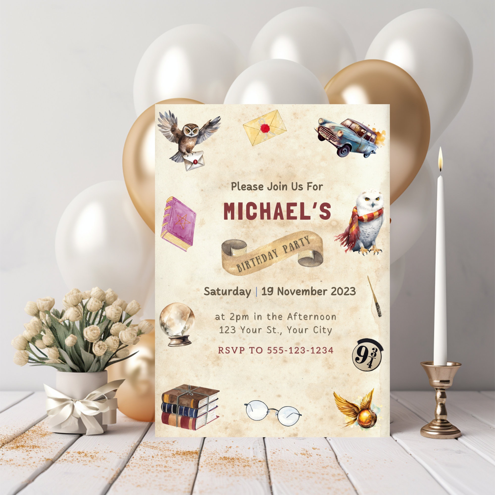 Wizard Birthday Invitation, Witches Party Invite, Magic School ...