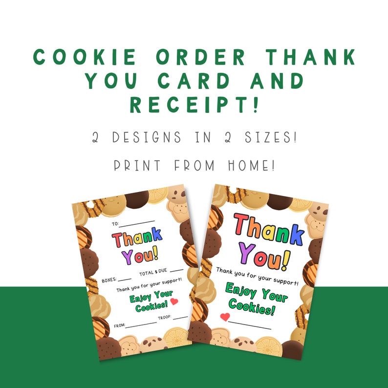 Girl Scout Cookie Thank You Cards: 2024 Receipt (PDF) - Etsy