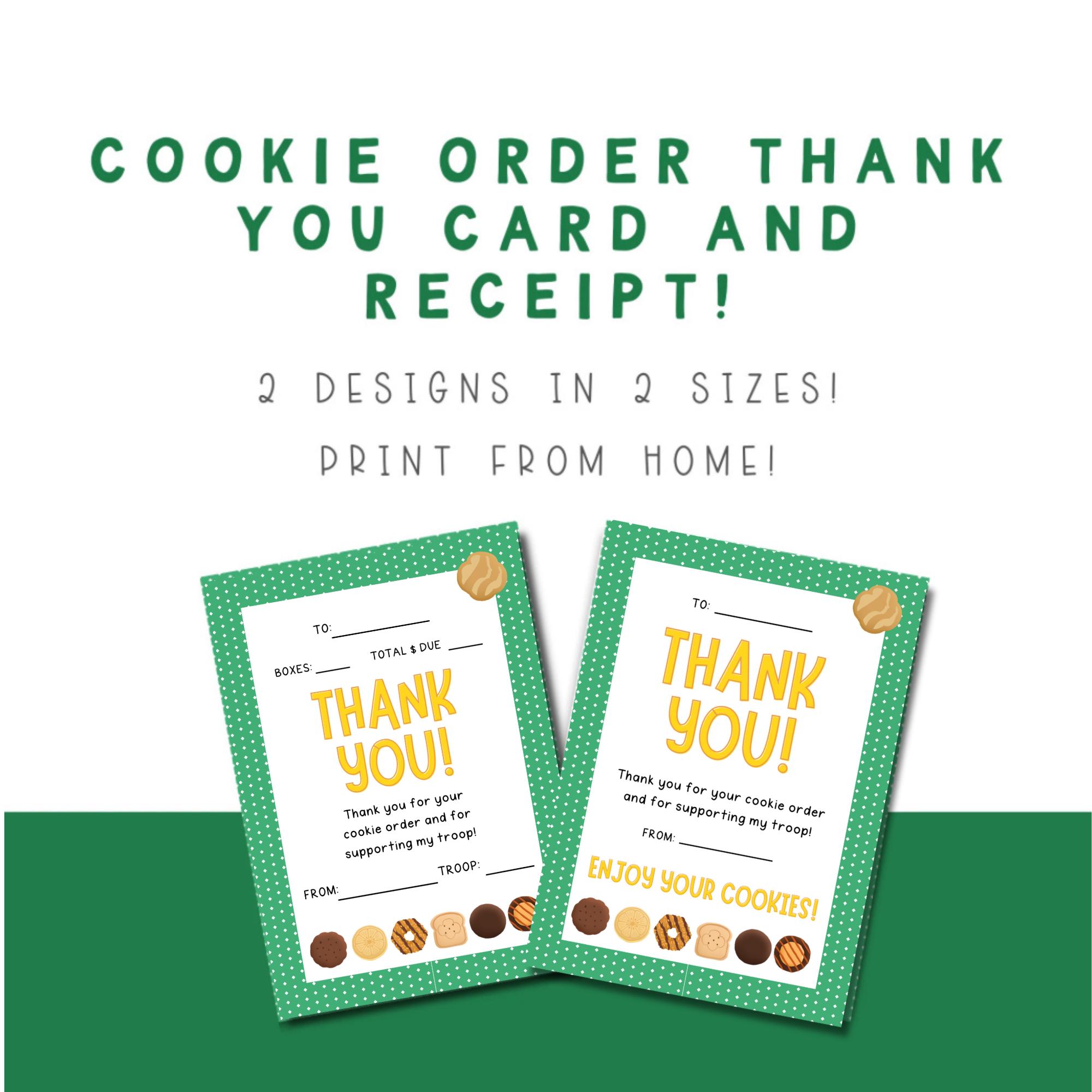 Girl Scout Cookie Thank You Receipt, Girl Scout Cookie Thank You Tags ...