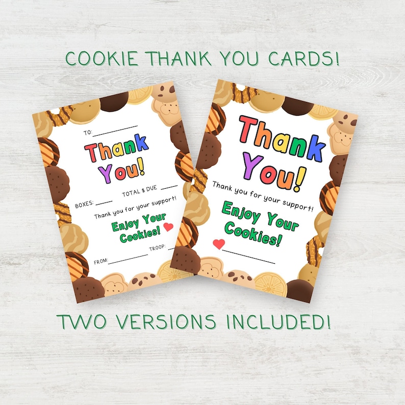 Girl Scout Cookie Thank You Cards: 2024 Receipt (PDF) - Etsy